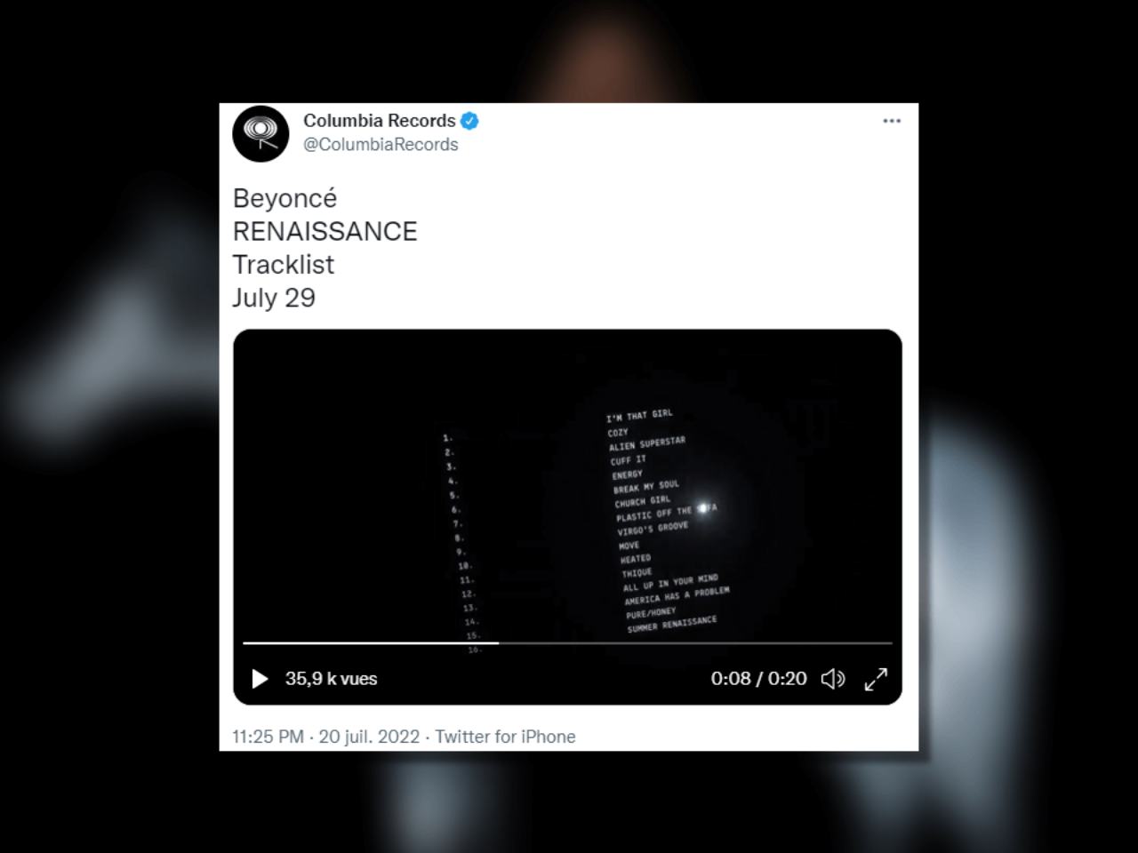 Beyonce Album 2022 Tracklist